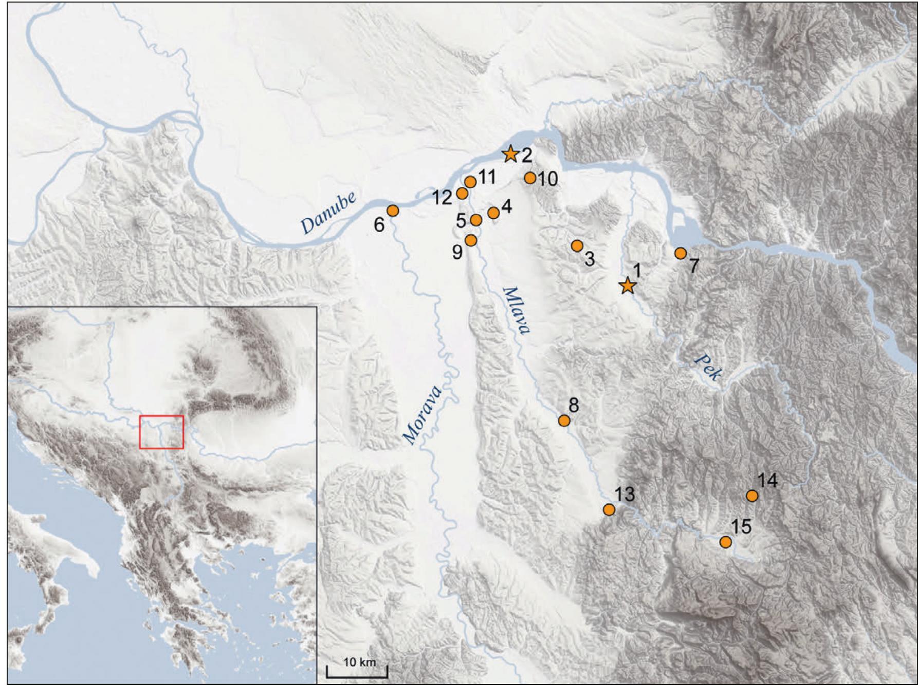 Map of the ha al hoards in northeastern serbia 1. klenje; 2.