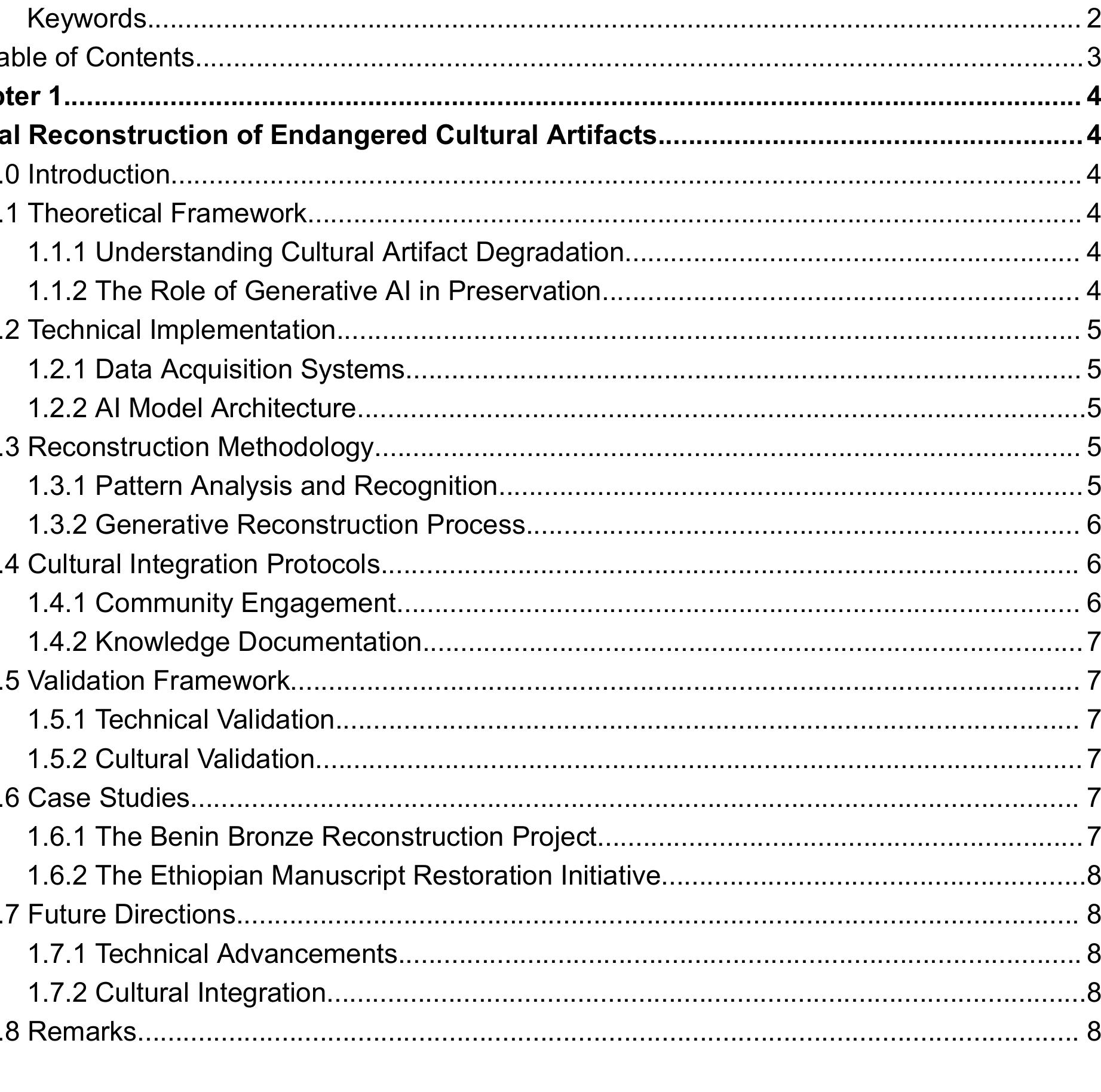 Table 1 - Cultural Heritage Reconstruction and Preservation