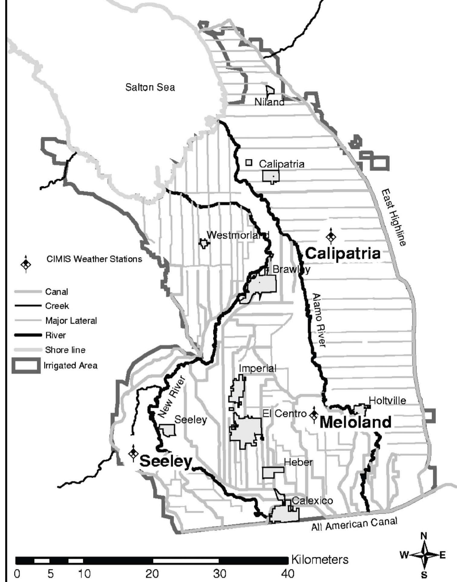 Map of imperial irrigation district showing major canals,