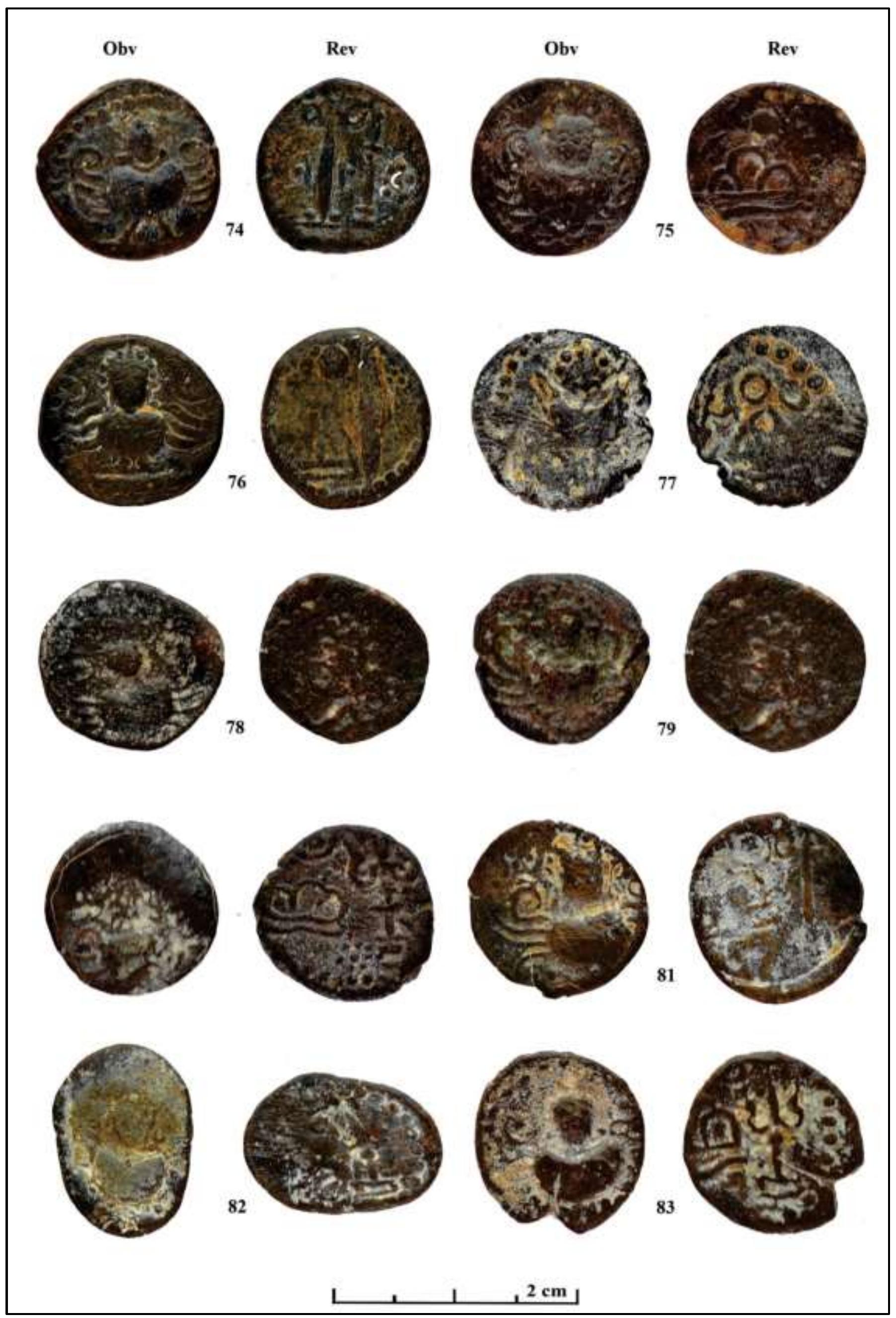 Lead coins with garuda motif on obverse