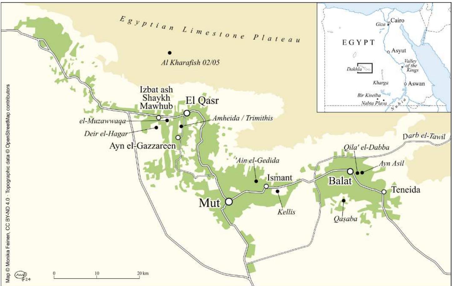 A map of the dakhla oasis and its surroundings, showing the