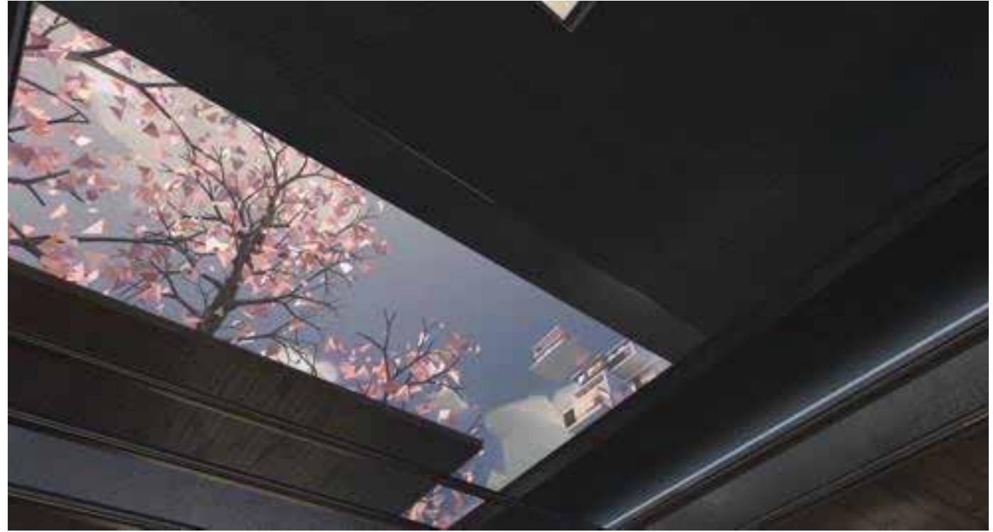 Skylight view inside the oculus lobby.