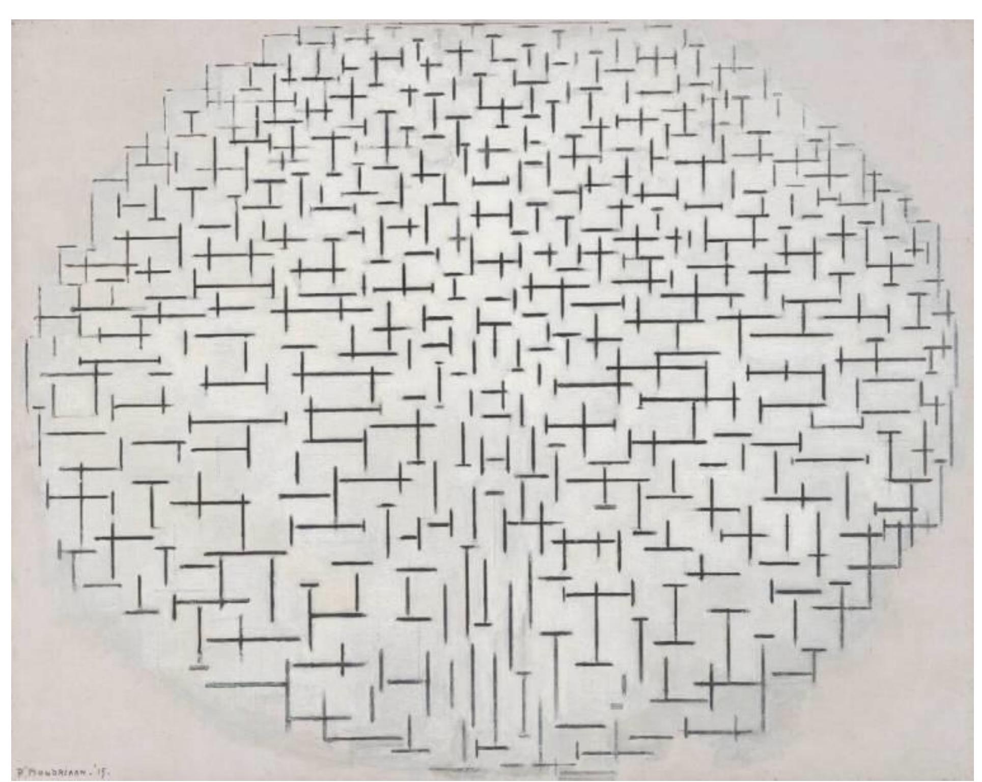 Piet mondrian, composition 10 in black and white, 1915,