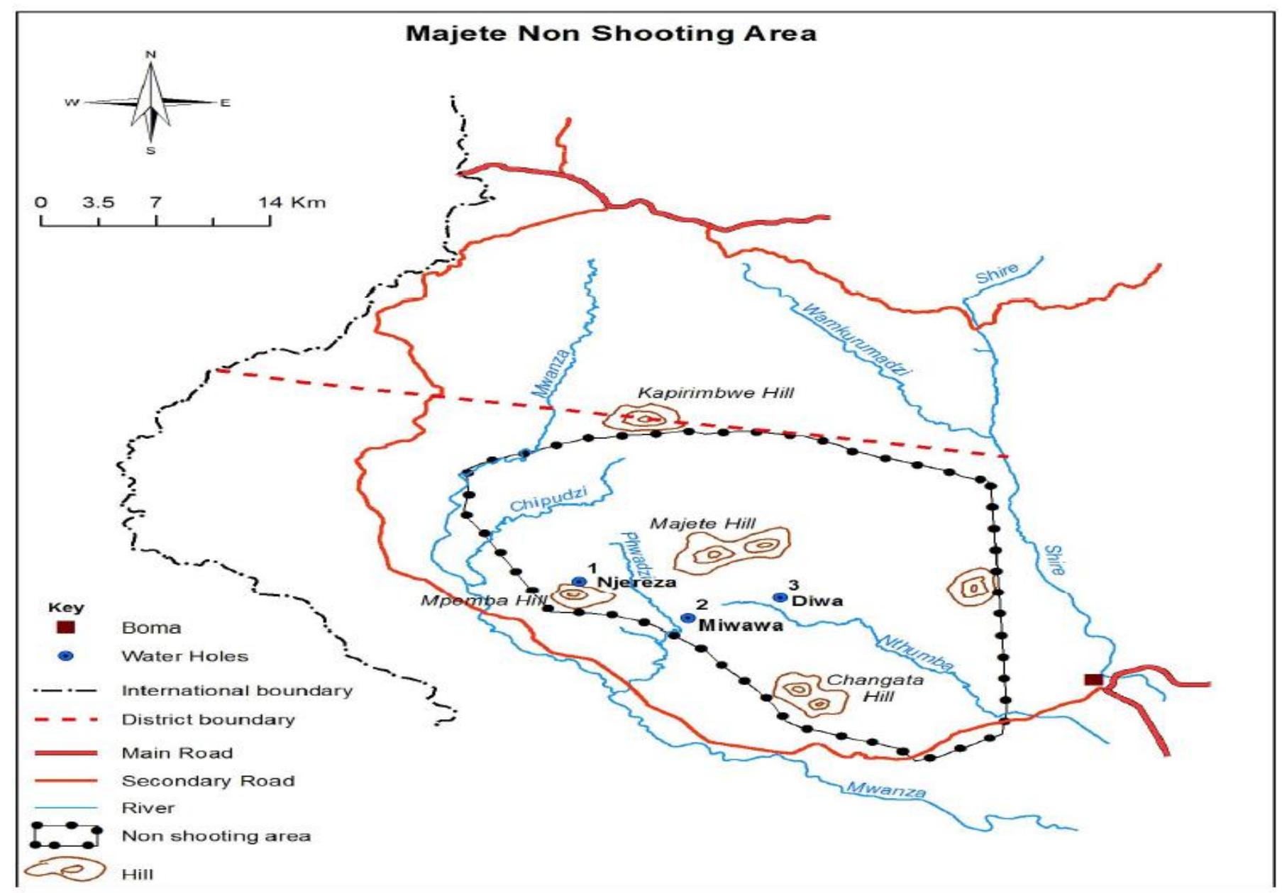1: sketch map showing the non- shooting area and areas that