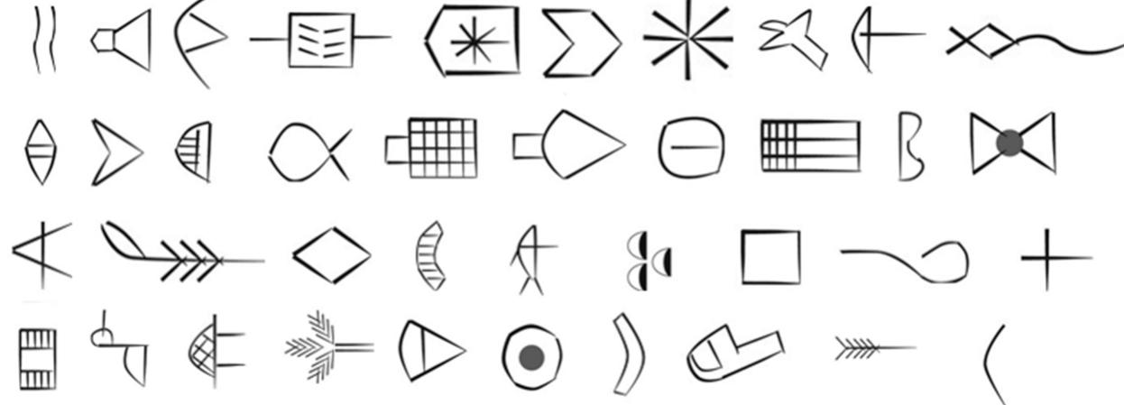 The 34 sumerian pictograms used in this study. figure 10