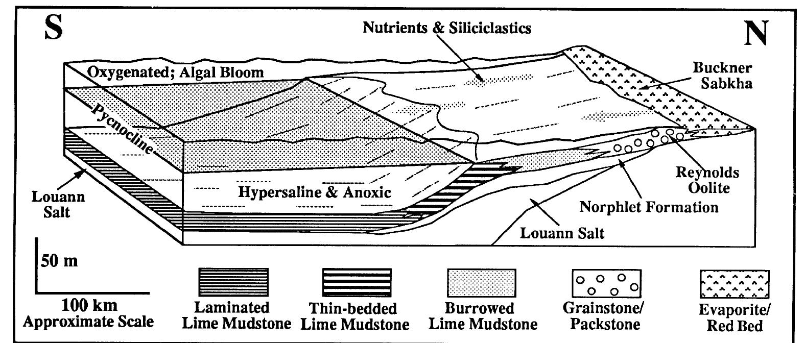 —schematic model for depositional environments of the