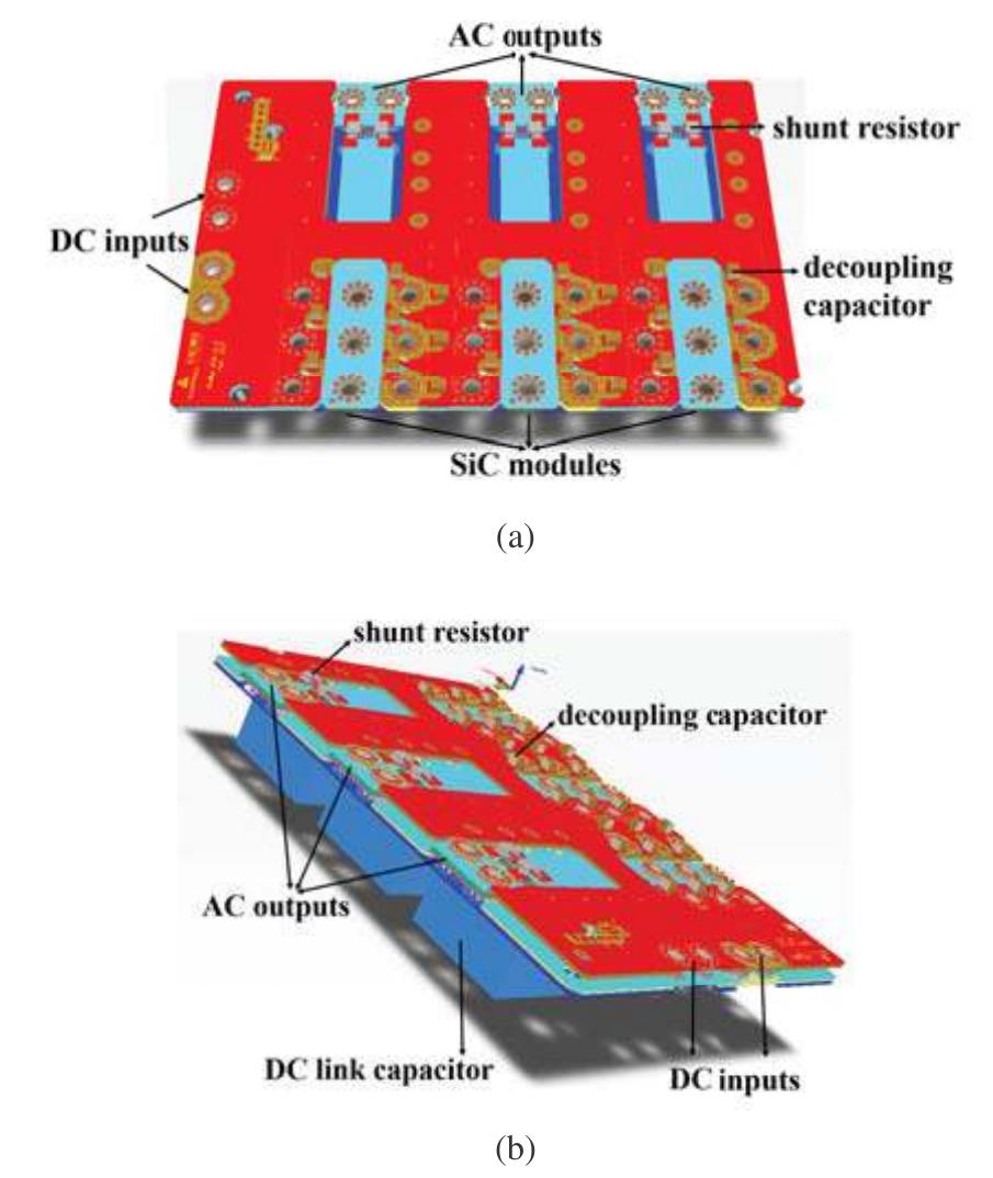 3d layout of the pcb busbar (a) top view (b) side view.