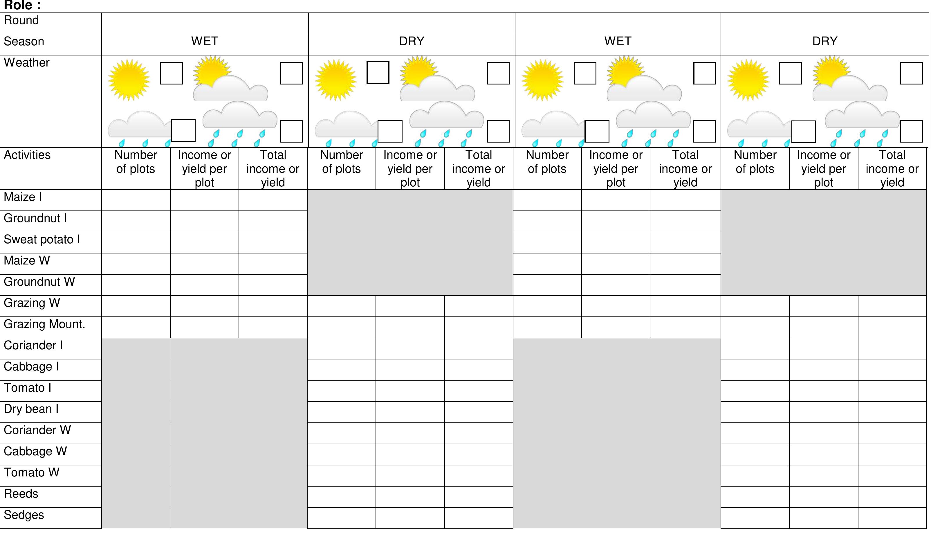 Annex 2 : individual monitoring sheet