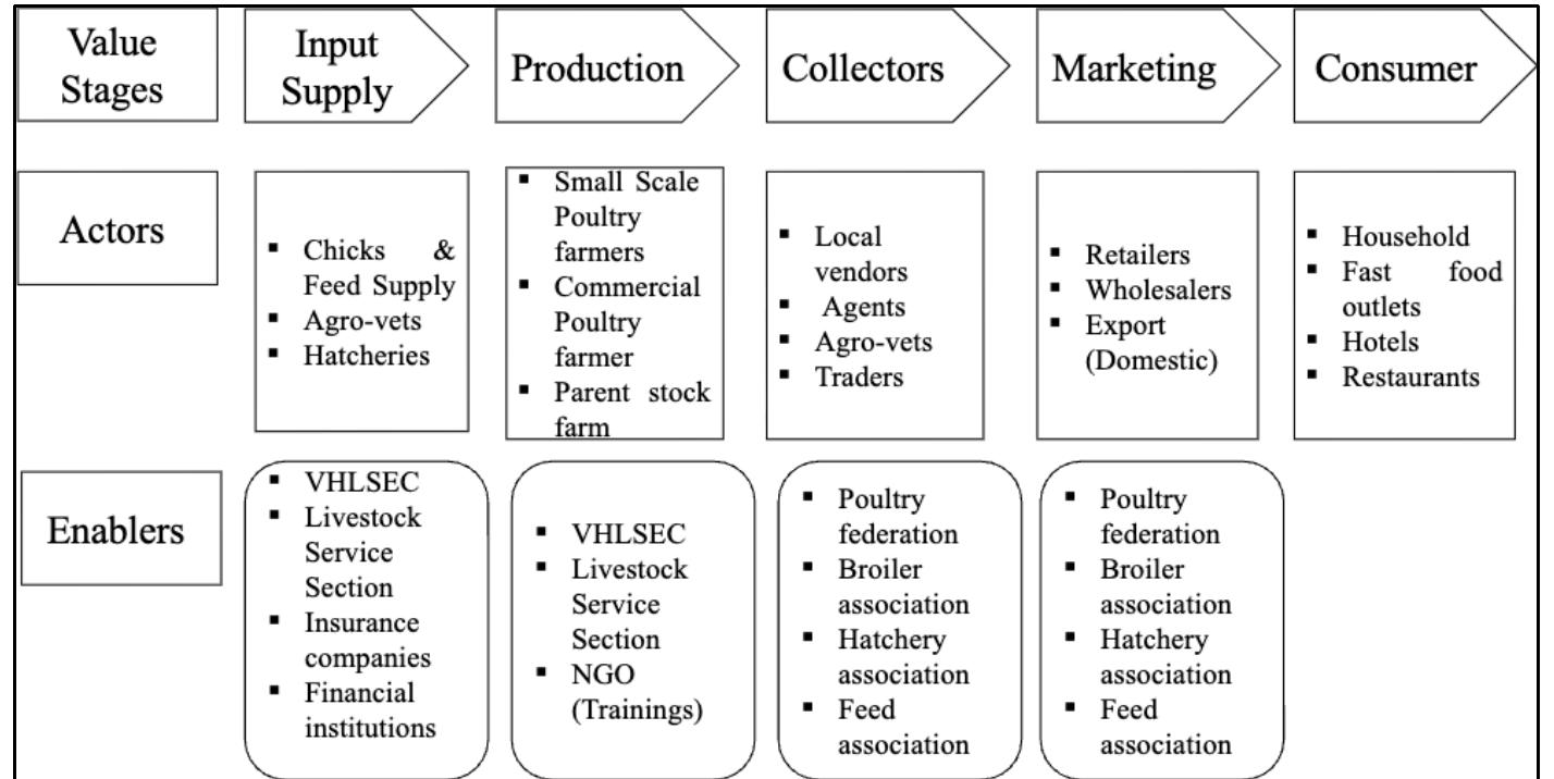 Value chain map of broiler poultry in sindhuli district
