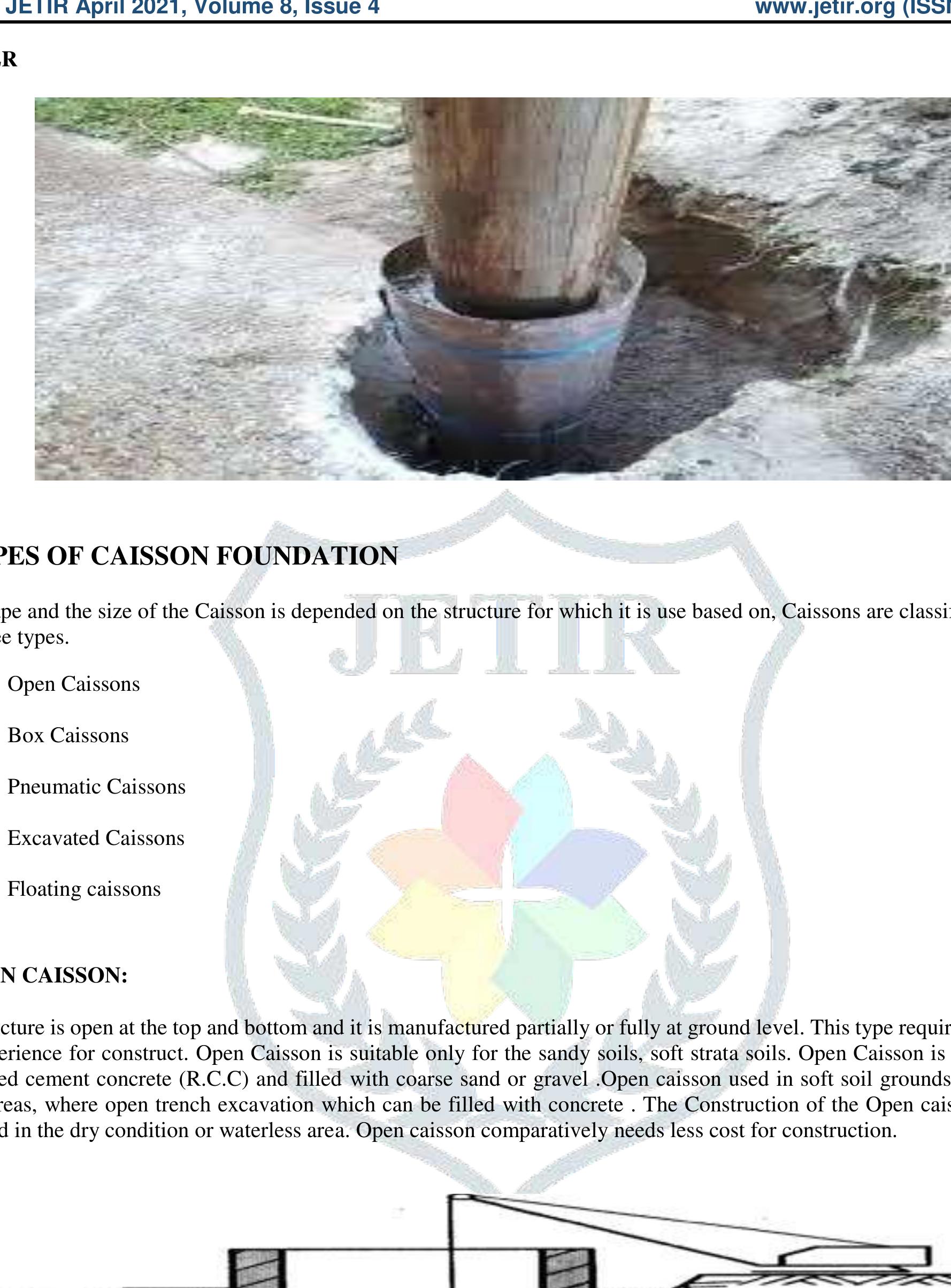 B. box caisson: caisson is a water based structure made up