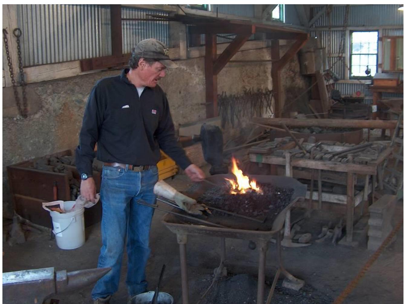 Blacksmithing demonstration, empire mine, 2002. photo by