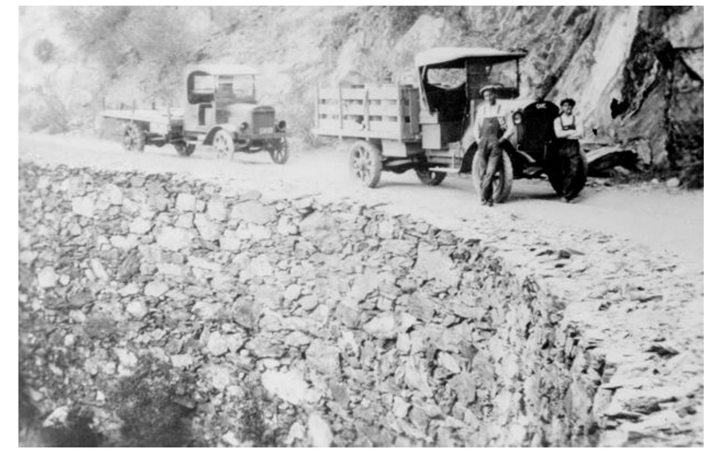 Trucks on tyler foote road, 1923. cgs photo a-7115..
