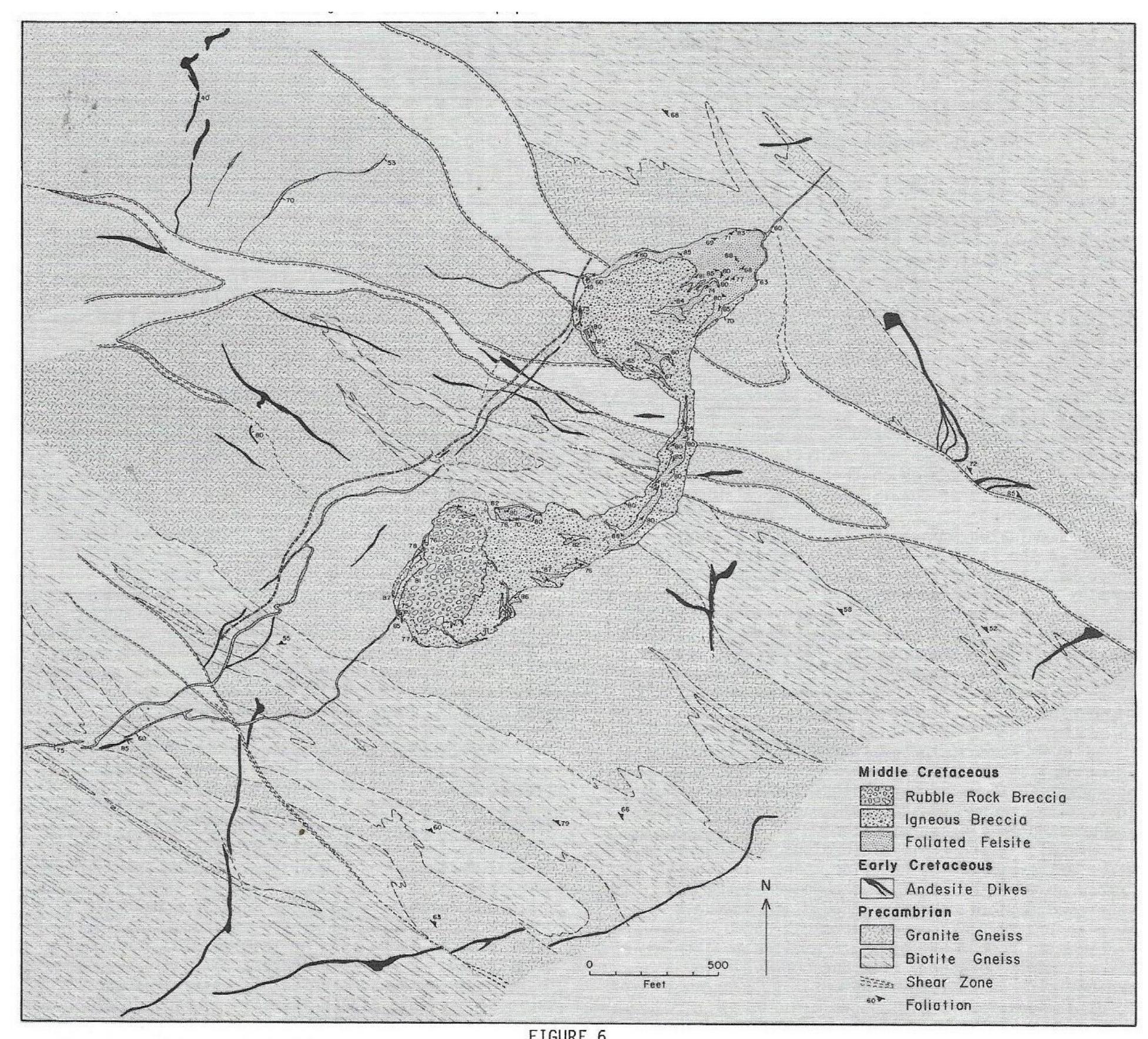 Geologic map of colosseum breccia pipe complex. from sharp,