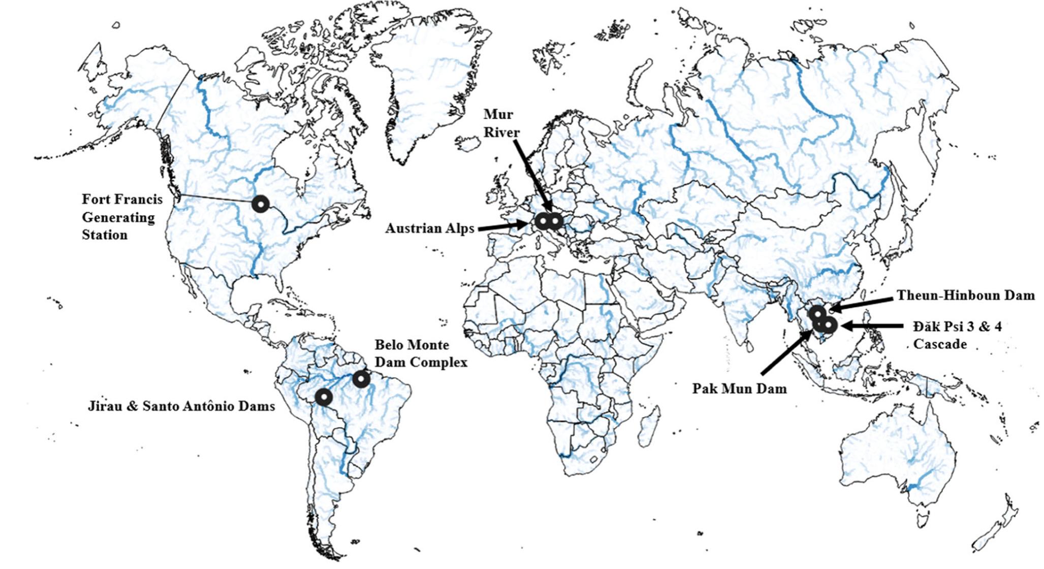 Map of the locations of case studies included in this paper
