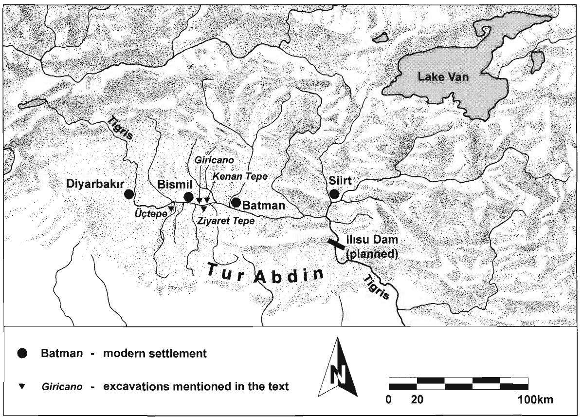 | map of the upper tigris region showing the location of