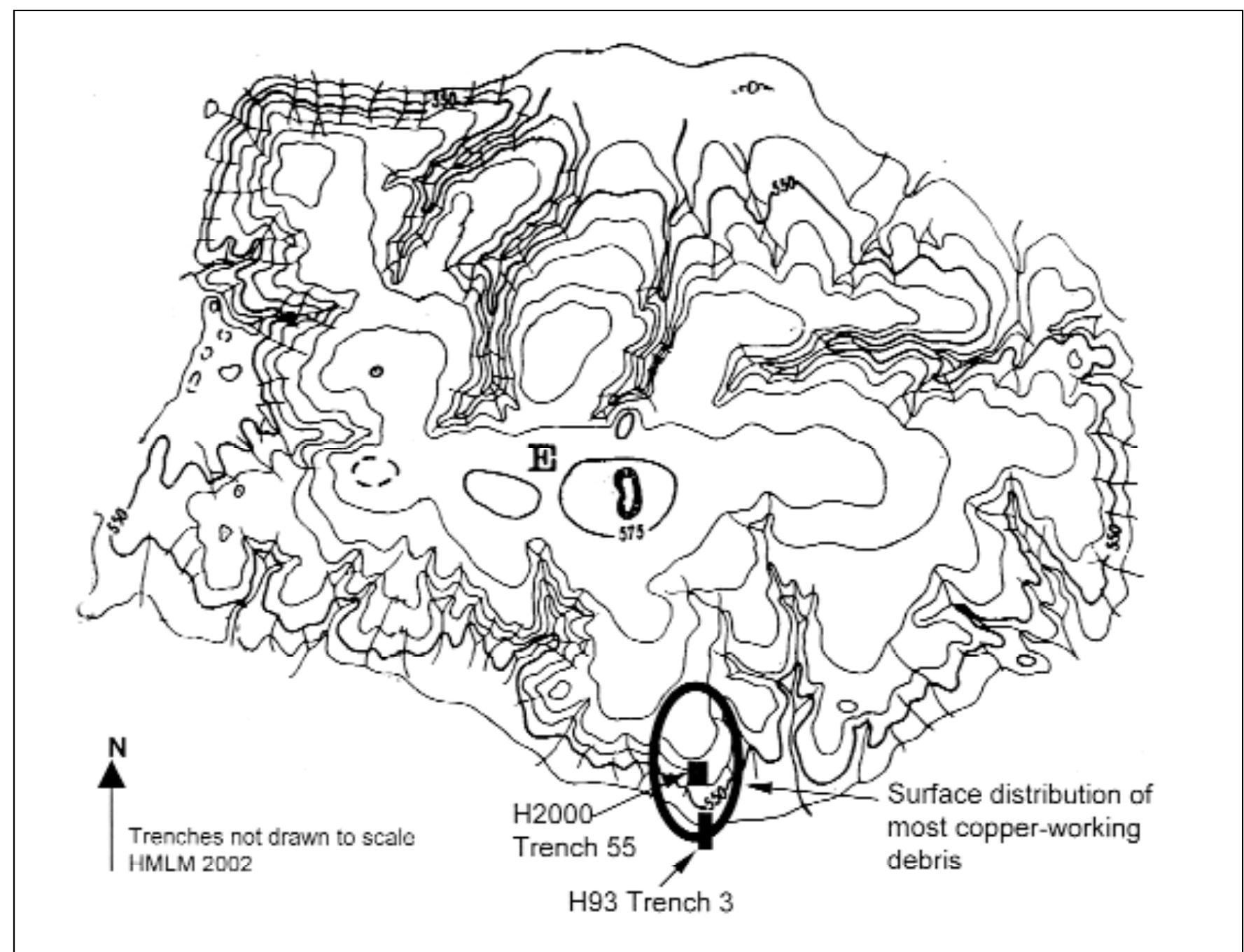 - map of harappa, highlighting copper working area and