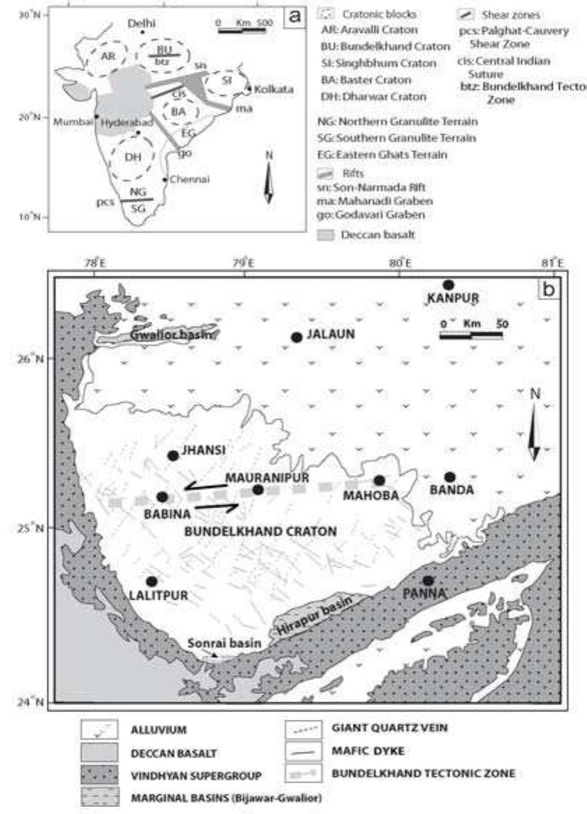 (a) the map of india showing different cratonic blocks and