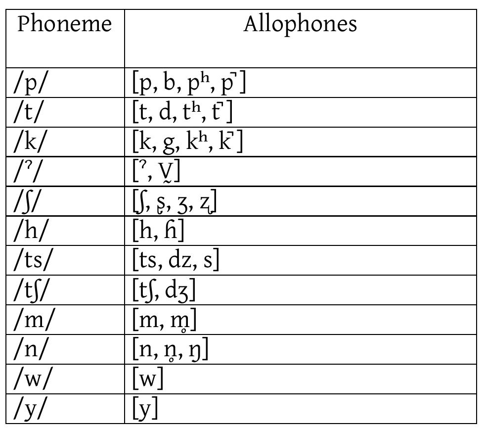 Allophones of consonants the allophones for the consonants