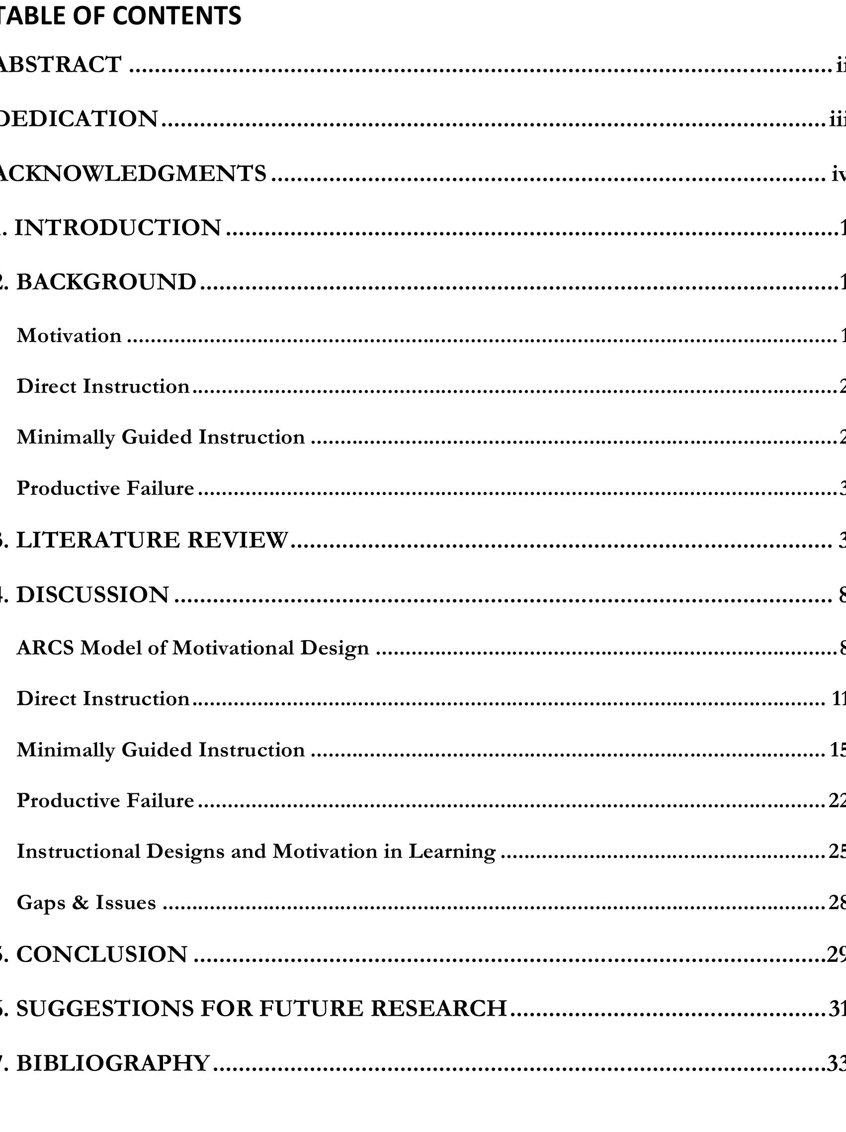 Table 1 - Learning, Motivation and Instructional Designs: A