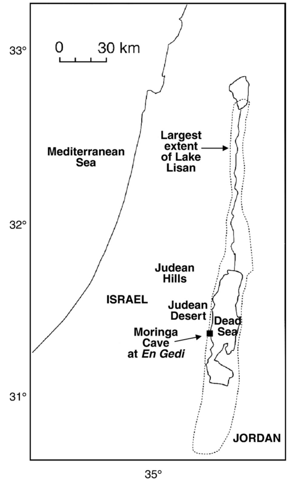 Location map of the moringa cave and the extent of the late