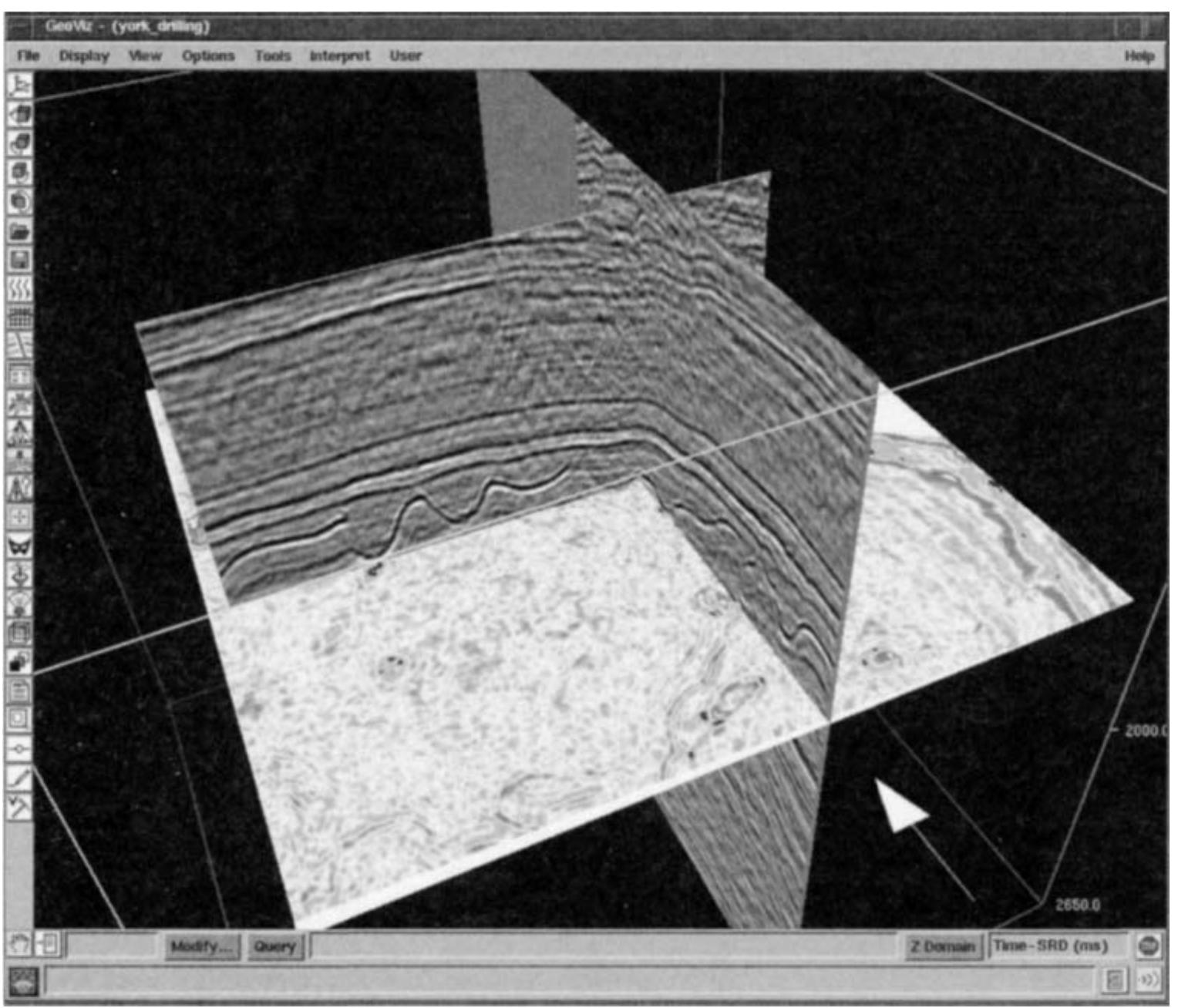 14 a 3d seismic data cube, showing two orthogonal