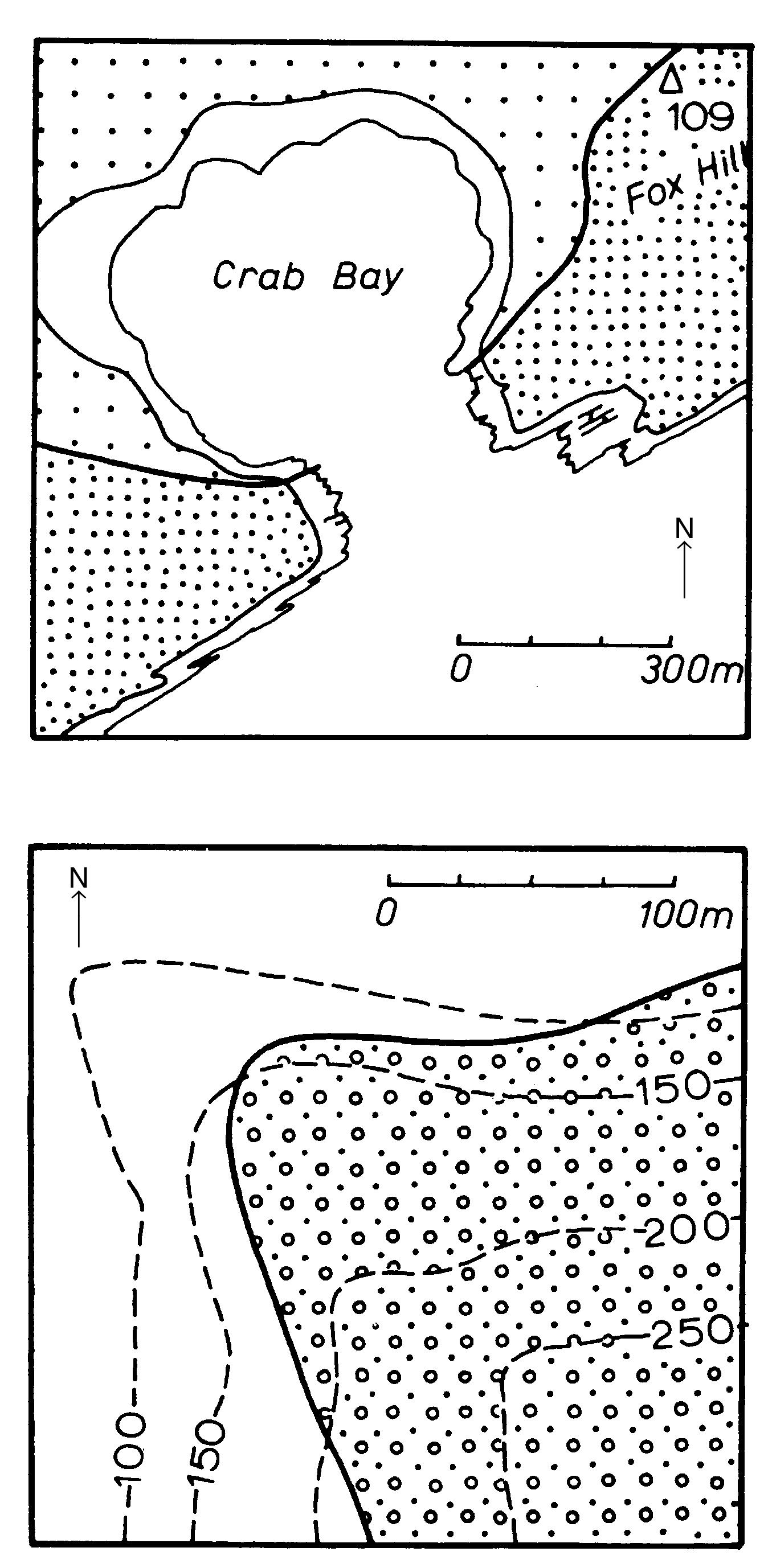 For each map, determine the direction and angle of dip o!