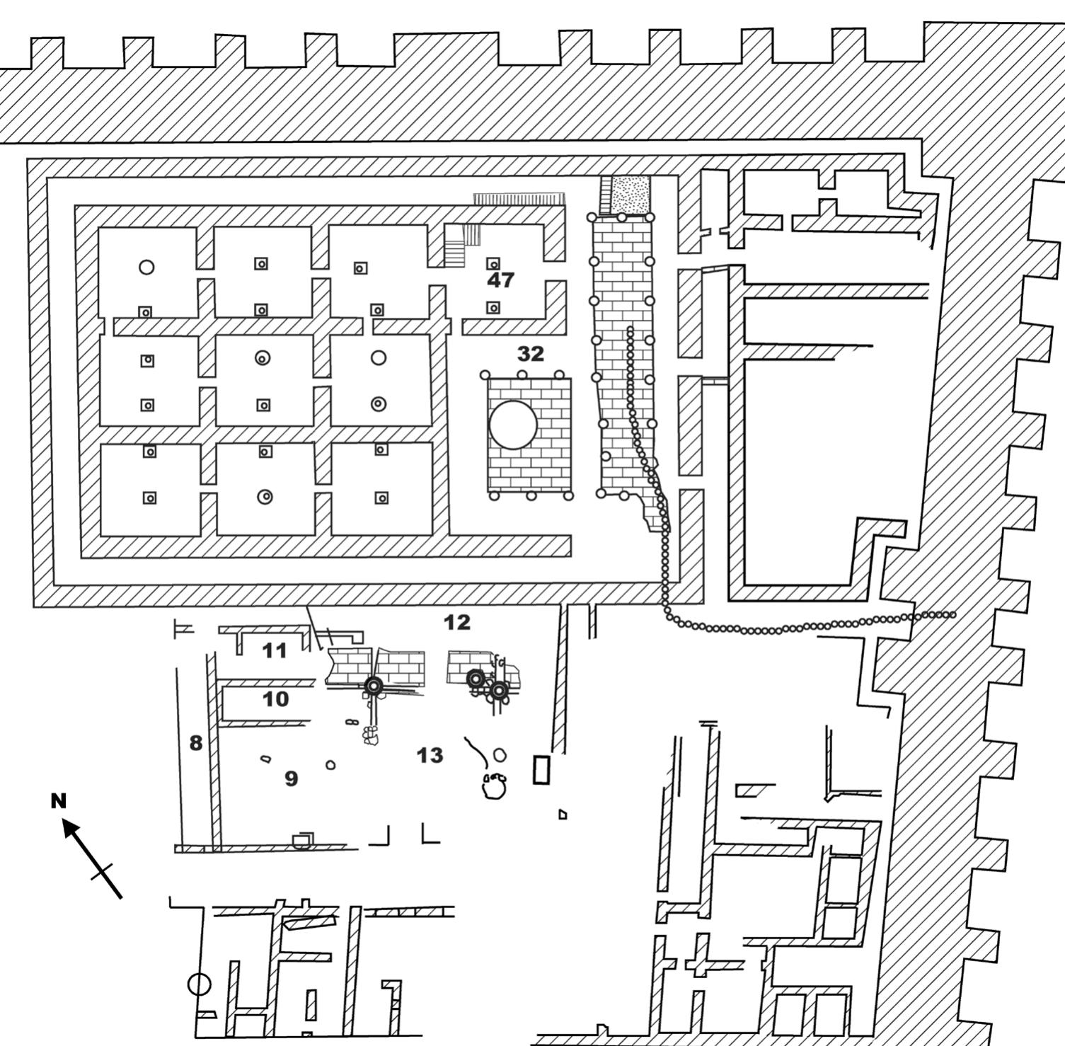 Plan of the northeast quarter at mirgissa. a granary and