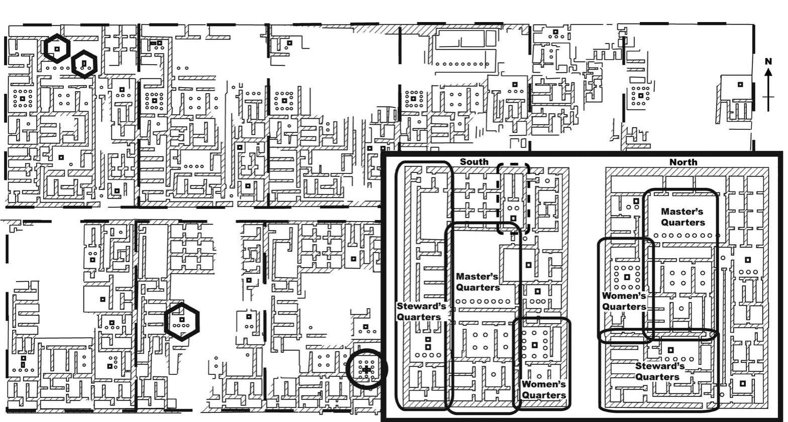 Plan of the northern and southern kahun mansions containing