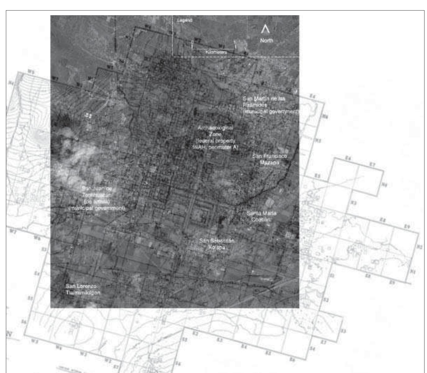 Gure 5. ‘teotihuacan mapping project’s “map 1” mixed with