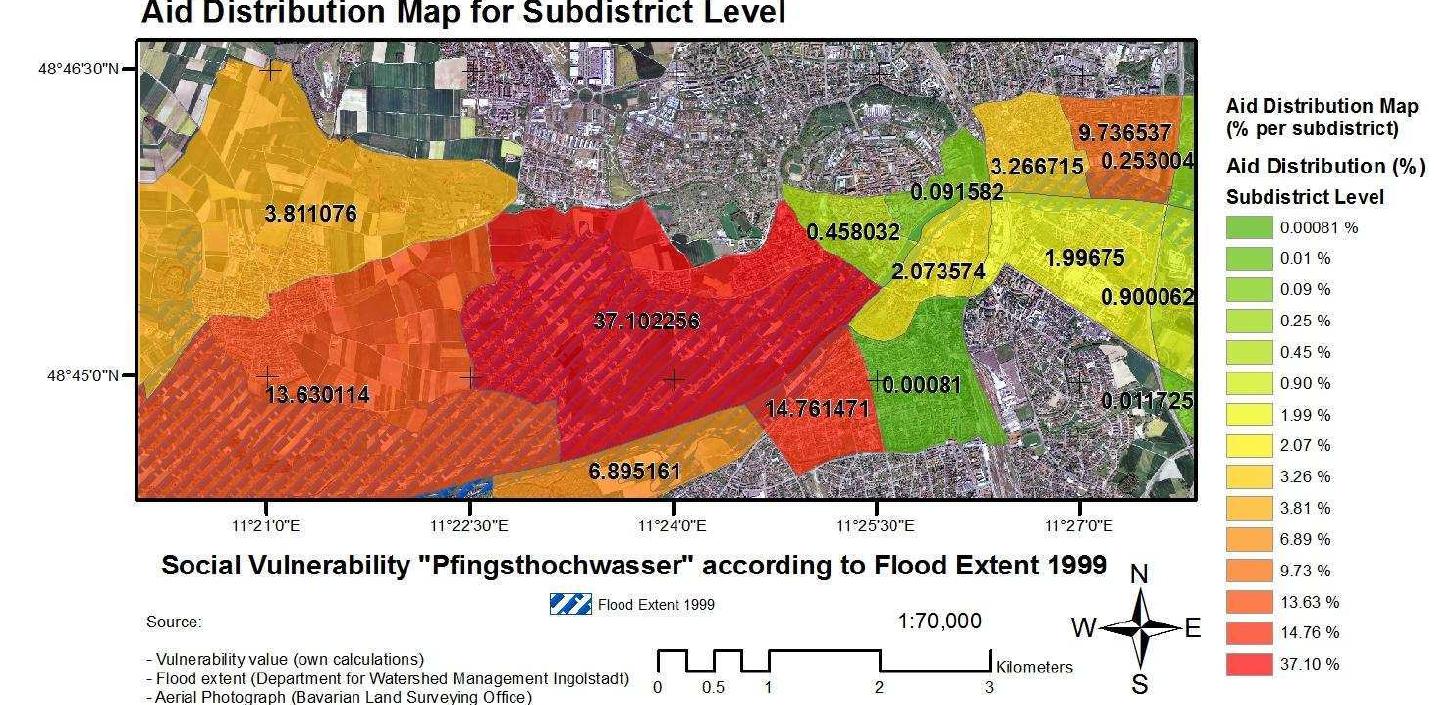 -1: aid distribution map (pfingsthochwasser 1999) according