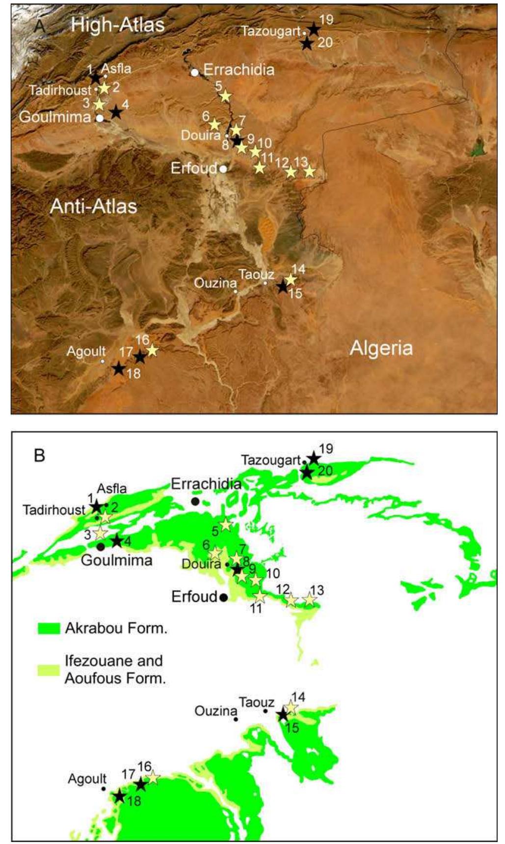 Satellite photograph (a) and simplified geological map (b)
