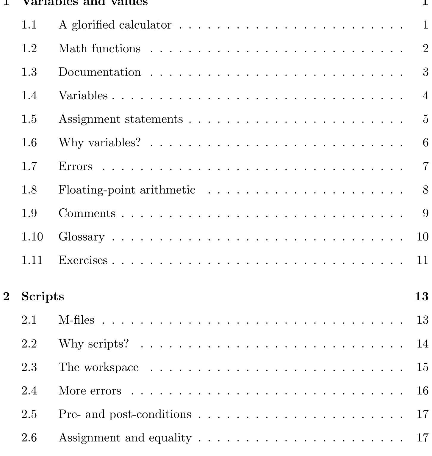 Table 1 - Physical Modeling in MATLAB