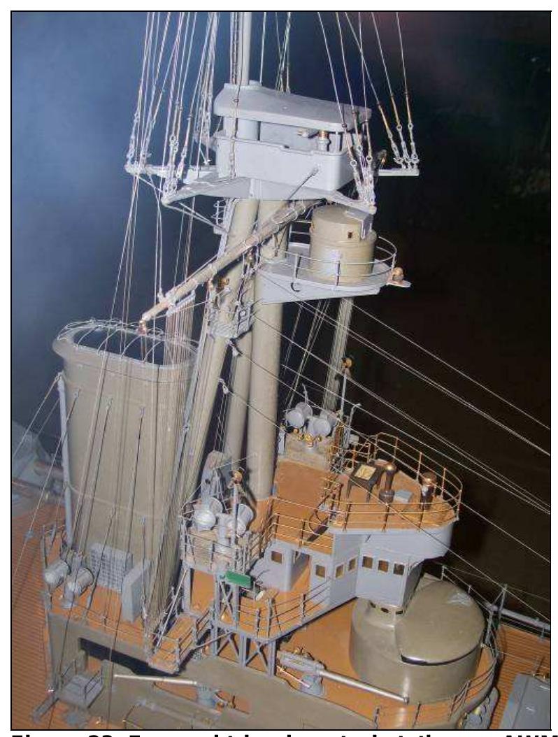 Awm model of hmas australia showing bridge and forward range