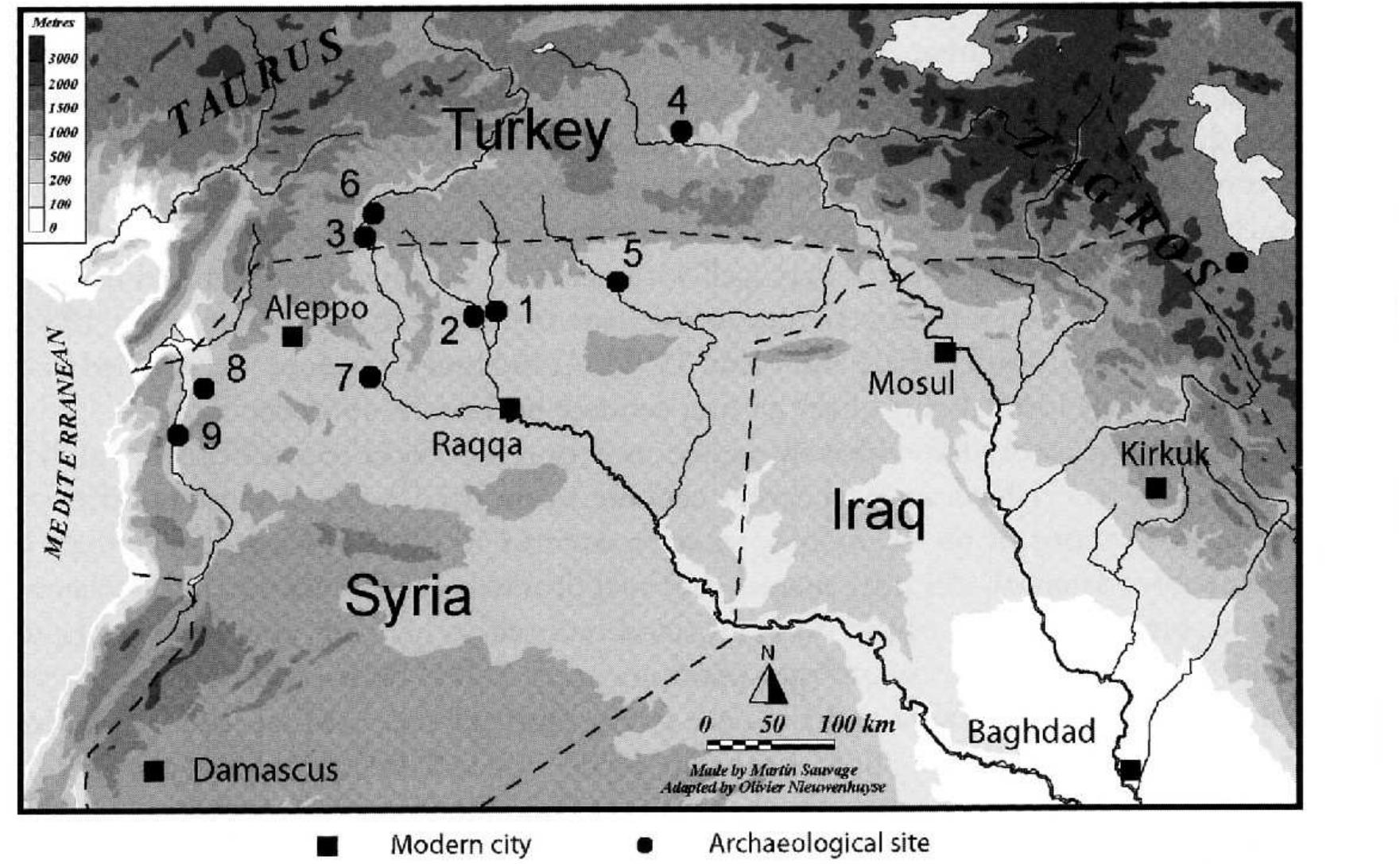 Map of the near east showing the location of early pottery
