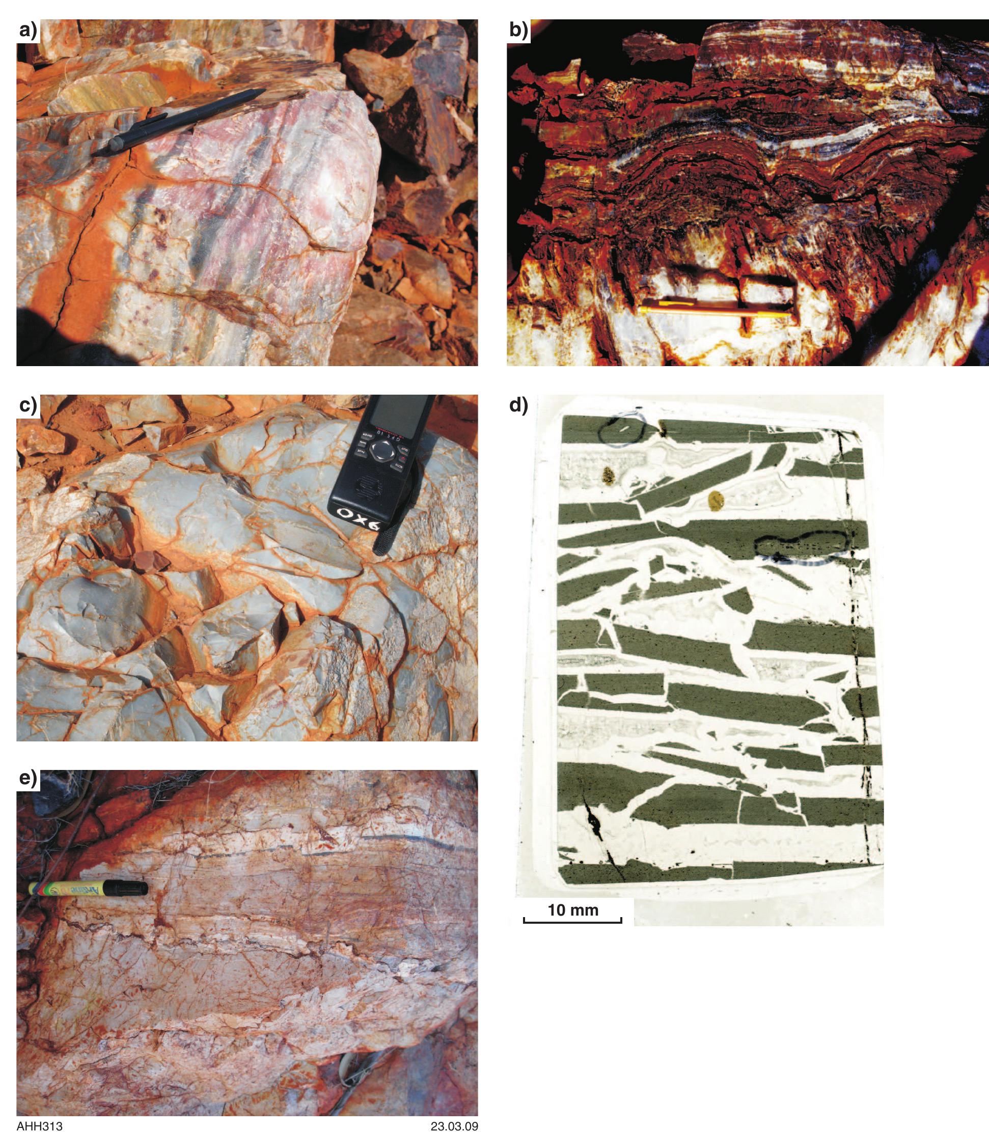 Igure 43. member 4, jaspilitic and banded chert; a) banded