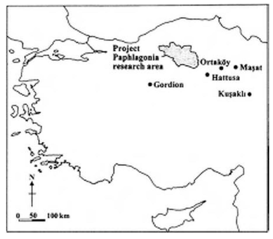 Map of anatolia, showing extent of project paph- lagonia