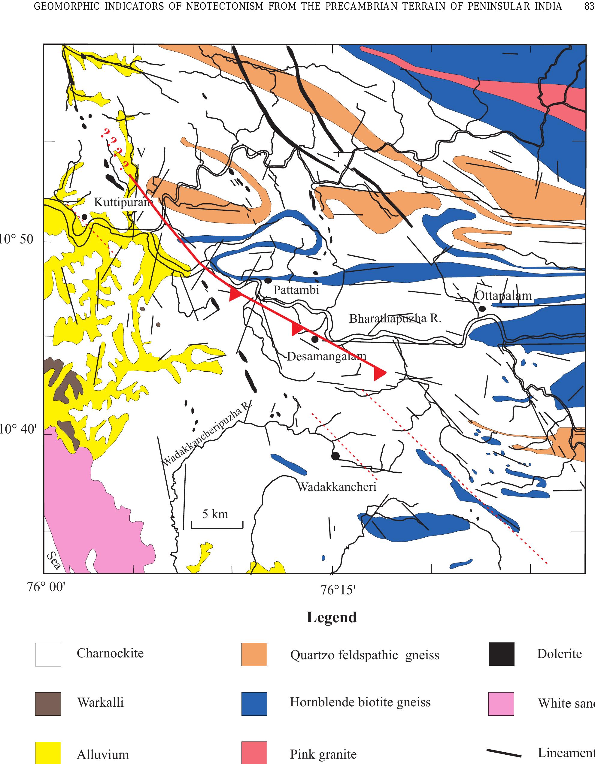 Simplified geological map of the area (modified from gsi,