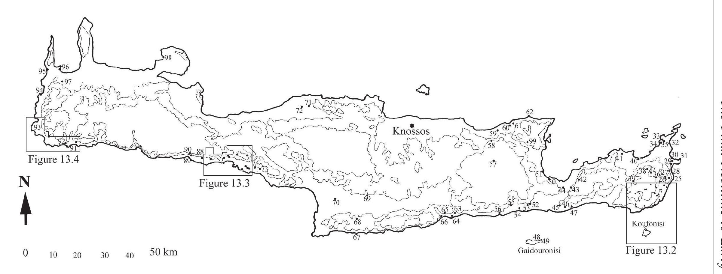 1. map of crete showing location of fn sites (defensible
