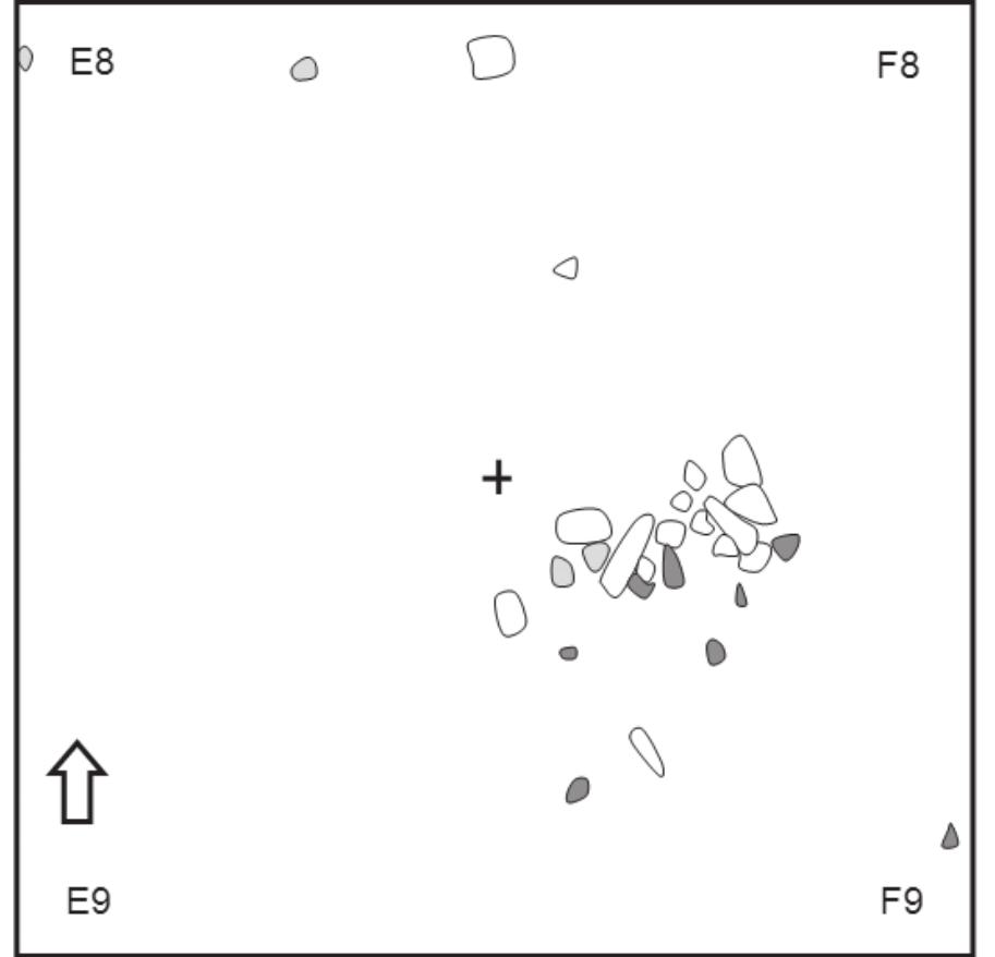 Spatial layout of rocks related to the stone feature in