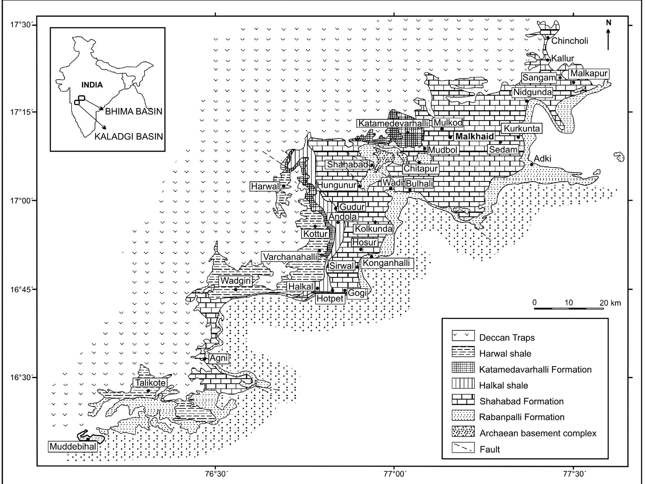 Geological map showing sample locations of the study area.