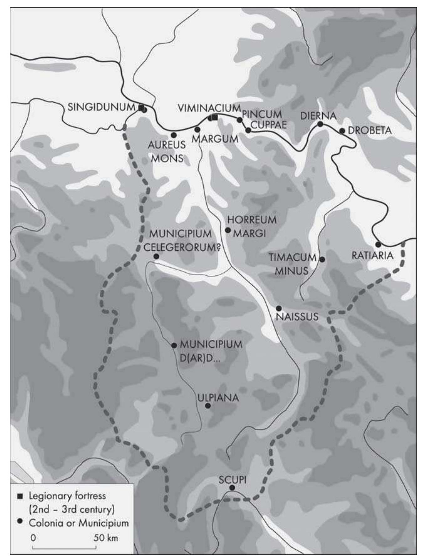 Map of upper moesia (from: sasel kos, appian and illyricum,