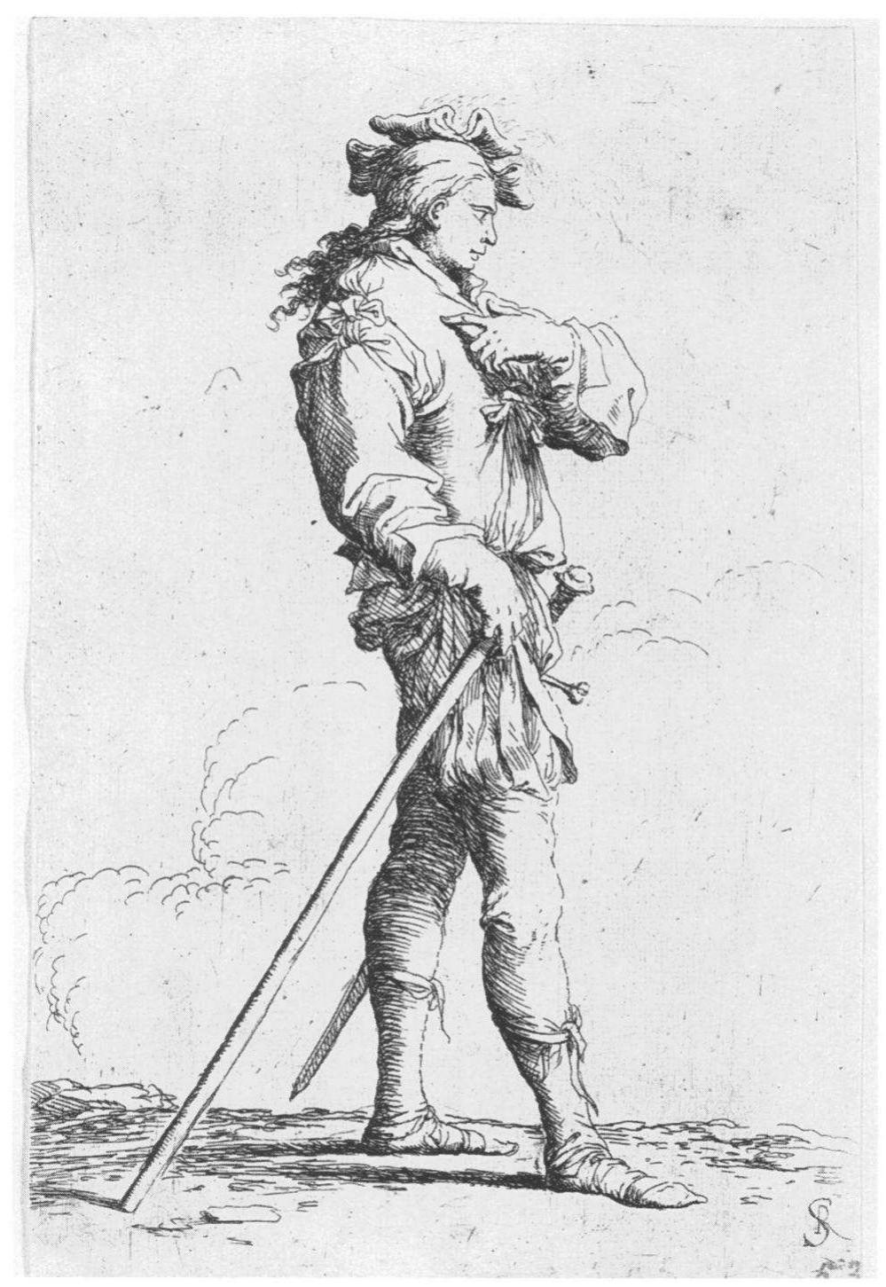 Salvator rosa (italian, 1615-1673). warrior walking holding