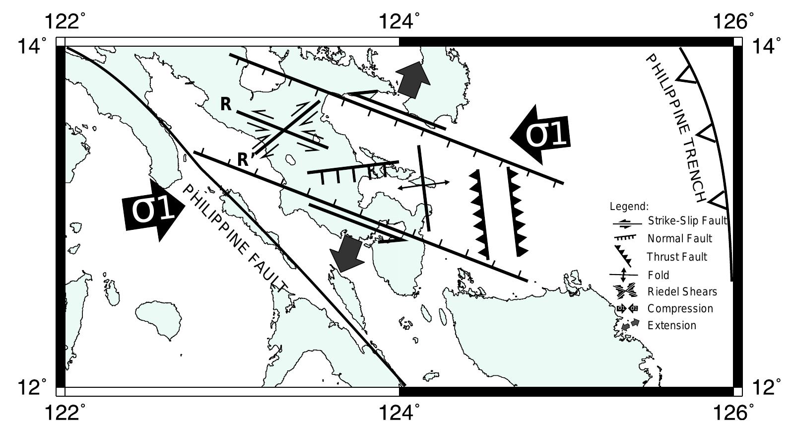 Map of the central segment of the philippine fault showing