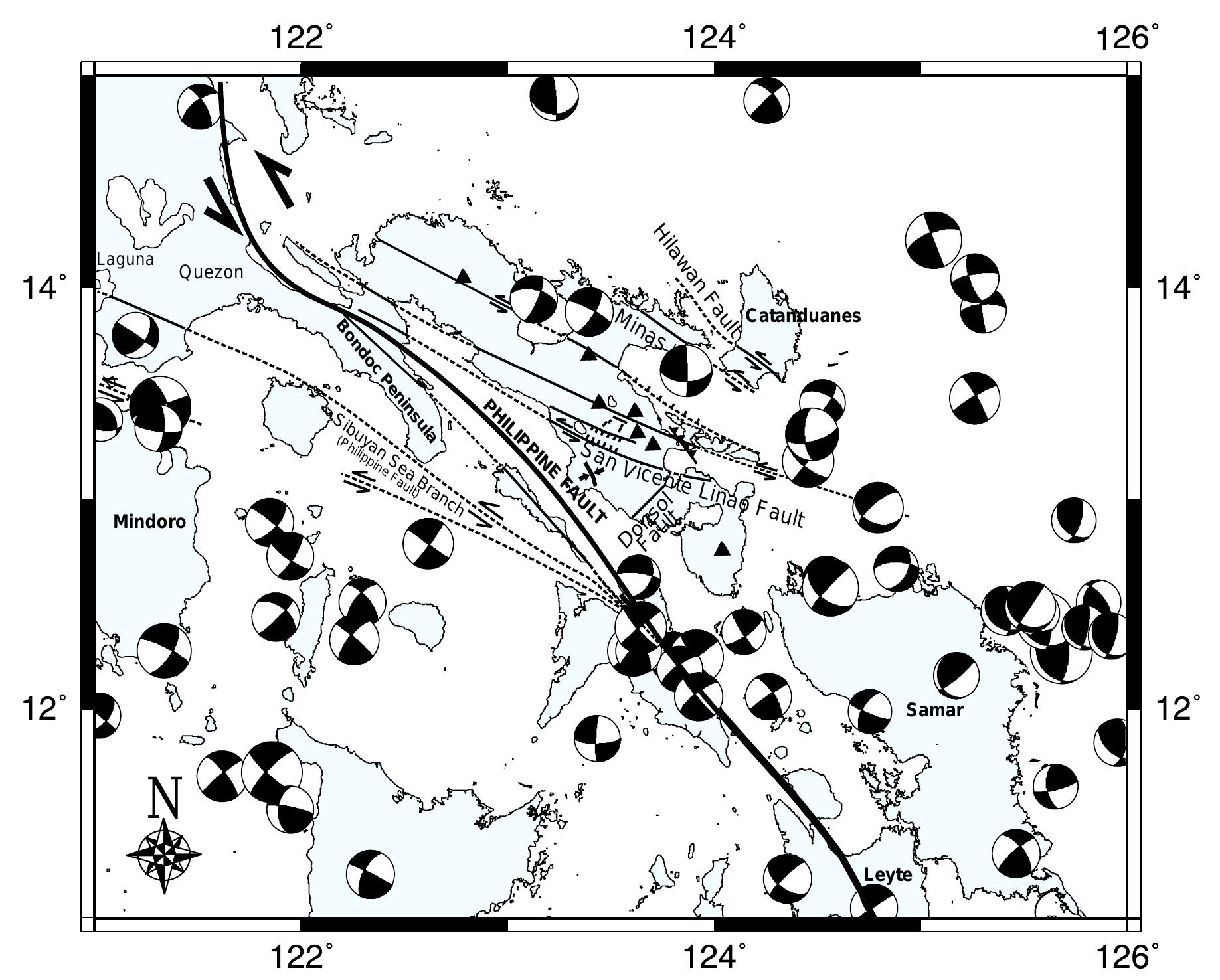 Map of the central segment of the philippine fault showing