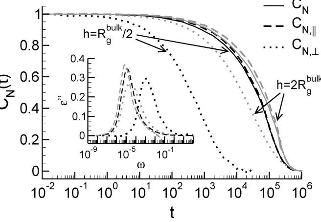 Correlation functions of the normal mode (main figure) and