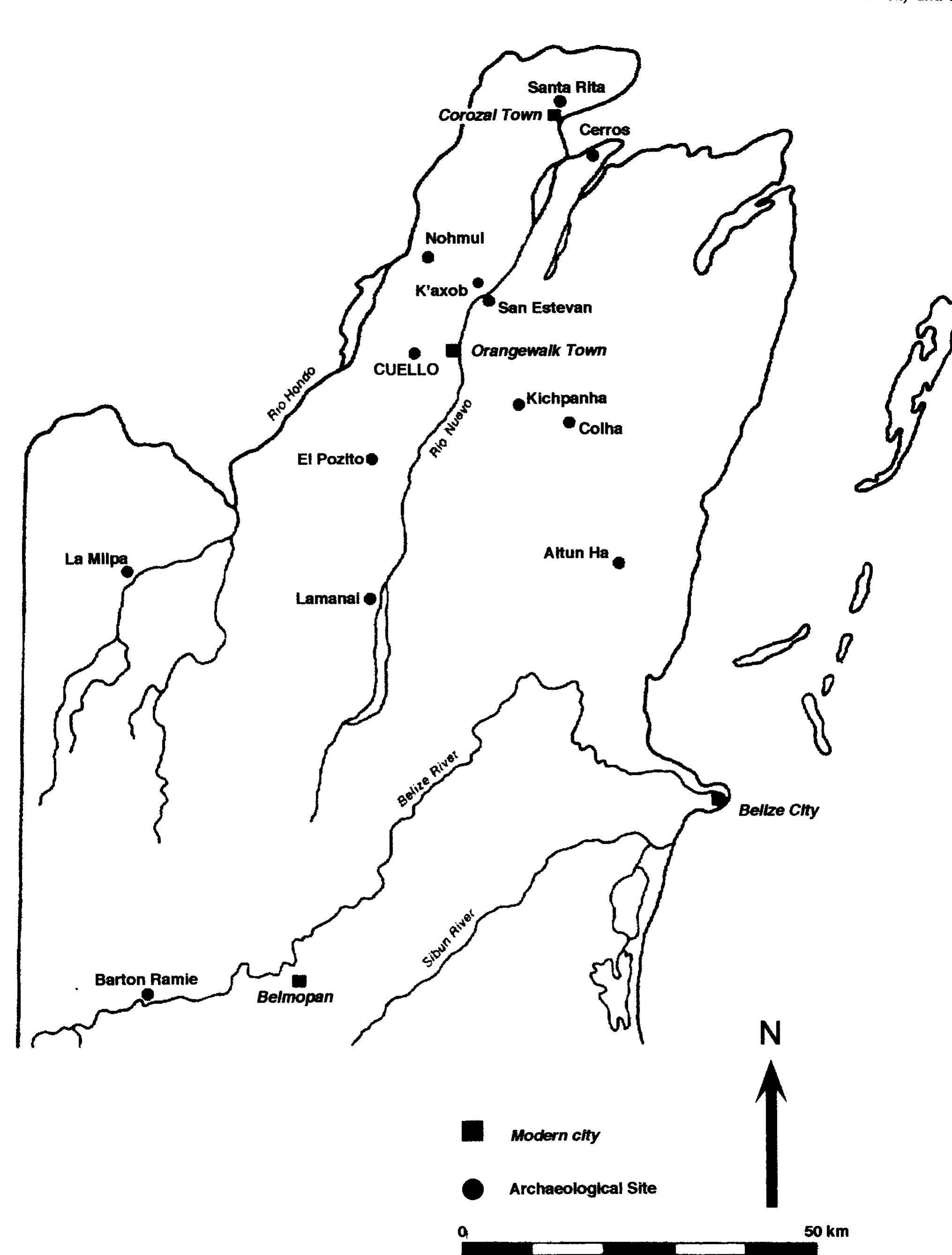 |. map of northern belize showing principal archaeological