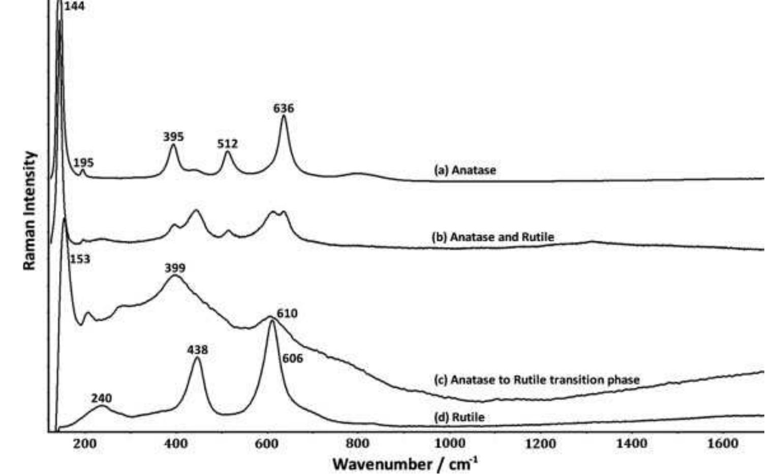 Raman spectra of the polymorphs of titanium dioxide present