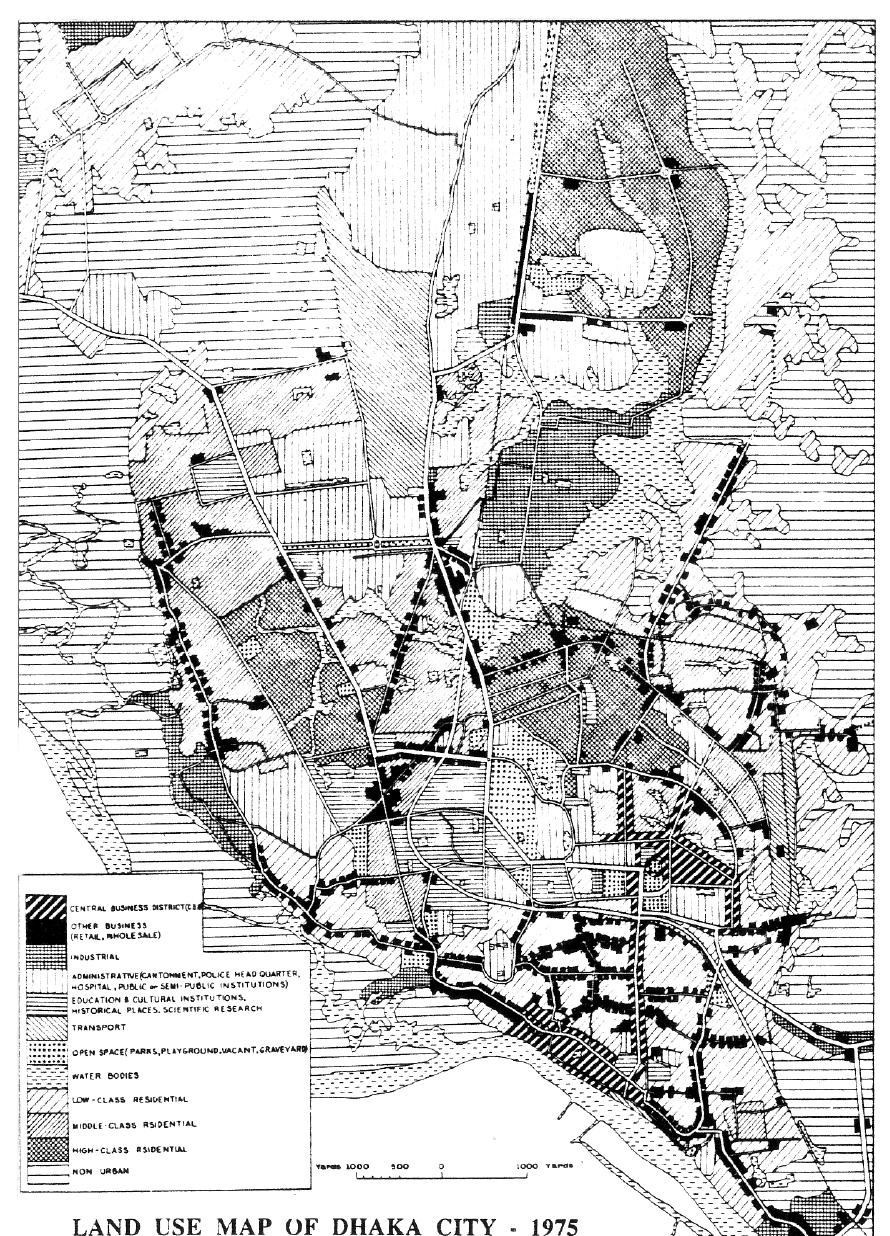 Land use map of dhaka 1975. source: nazrul islam 1996