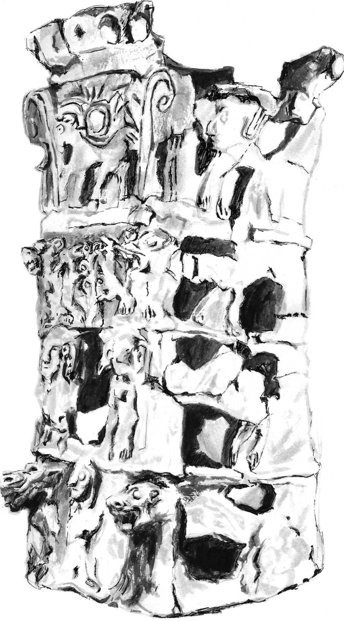 2. the ta‘anakh cult stand. (drawing: ellen holtzblatt)