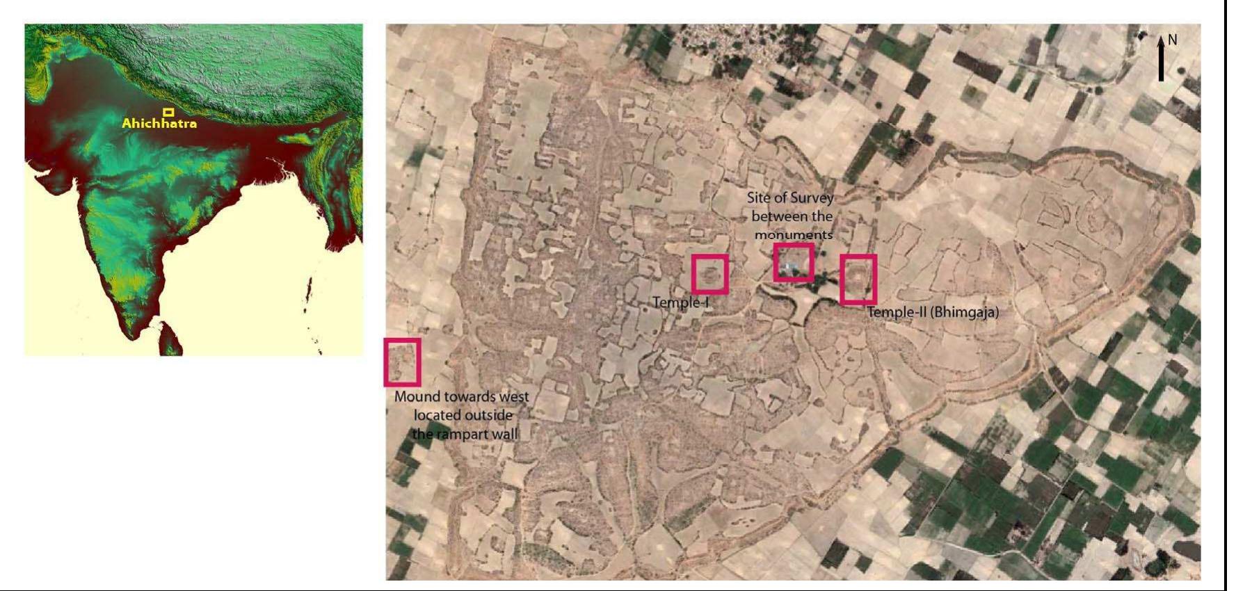 Dem of india showing the location of study site, ahichhatra.